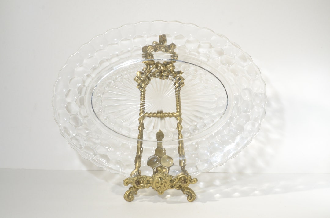 FIRE KING Bubble Platter Oval 12 Inches Clear Glass Vintage Plate ...