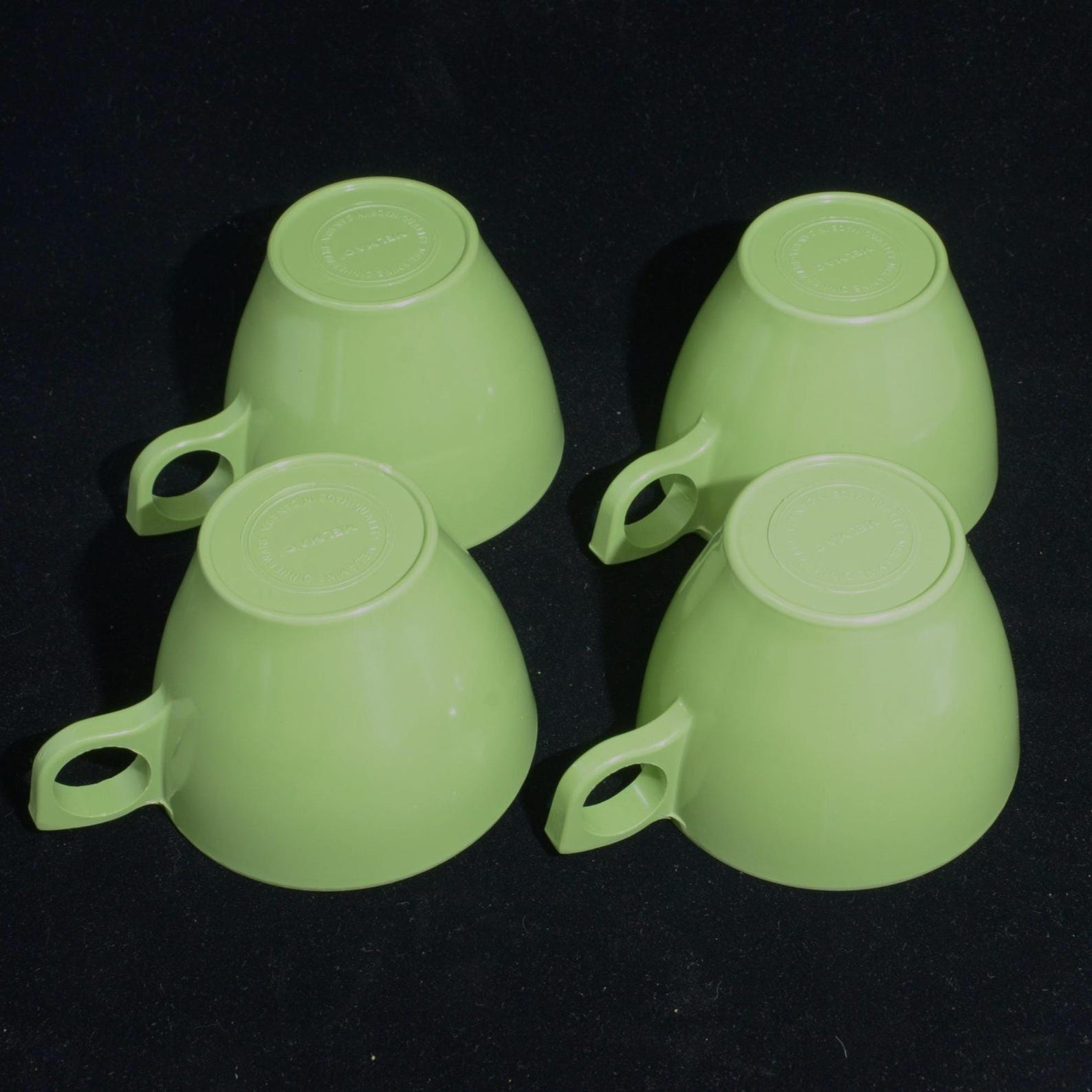 Vintage Set of 4 MELMAC Teacup and Saucer Mid Century Green and Yellow ...