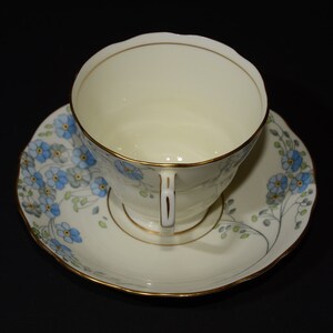 FENTON Radfords Trent Tea Cup and Saucer Set Blue Floral England Gold ...
