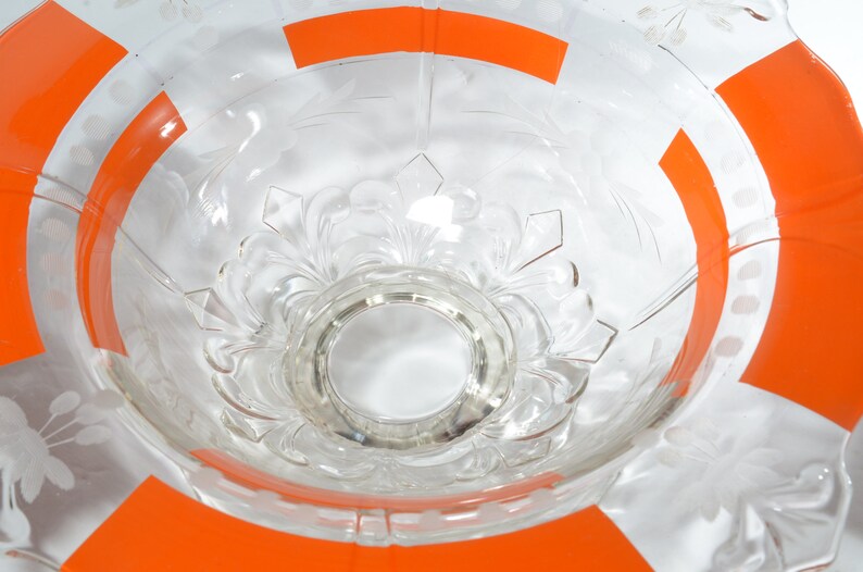 Orange Depression Glass Art Deco Large Serving Dishtrifle | Etsy