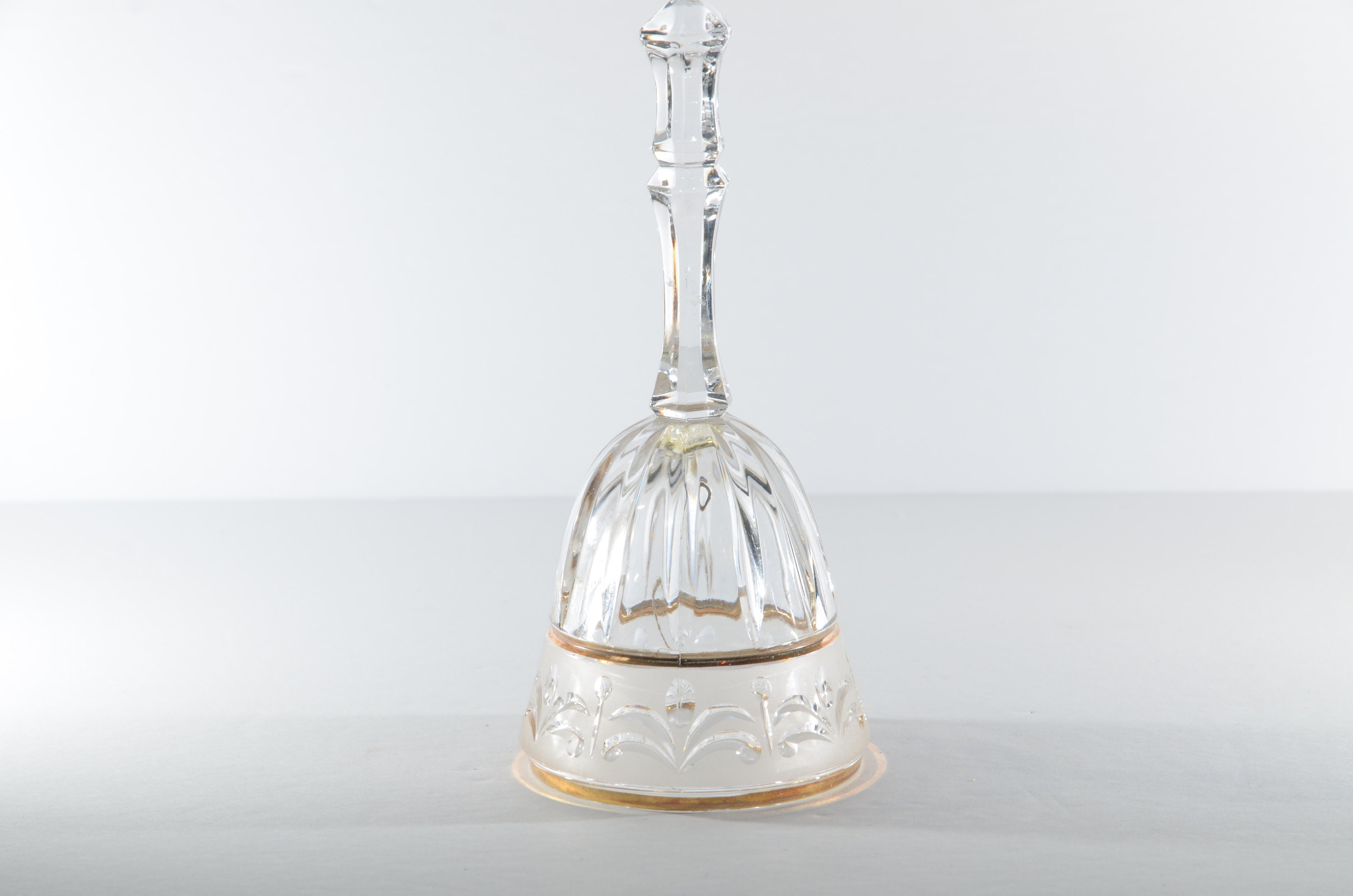 Tall Crystal Glass Bell Vintage Bell Gold Band Clear Glass - Etsy
