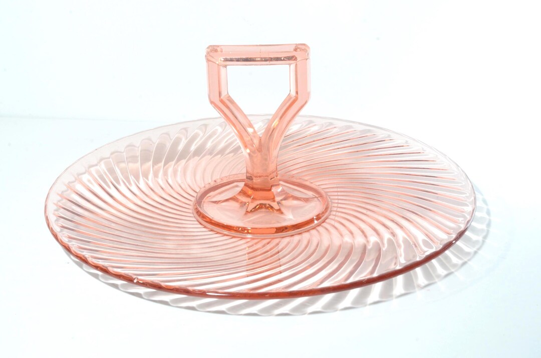 Imperial Glass TWISTED OPTIC Pink Depression Glass Tidbit Candy Serving ...