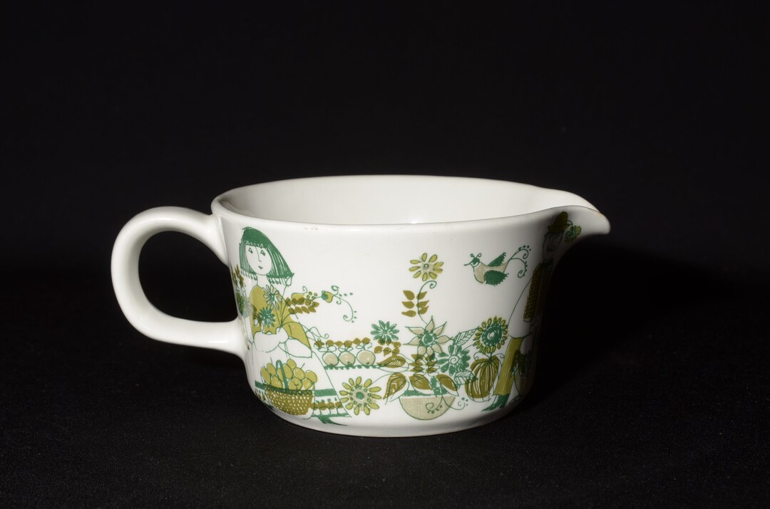 Norway Figgjo Green Market Creamer Gravy Boat Green Vintage Midcentury ...