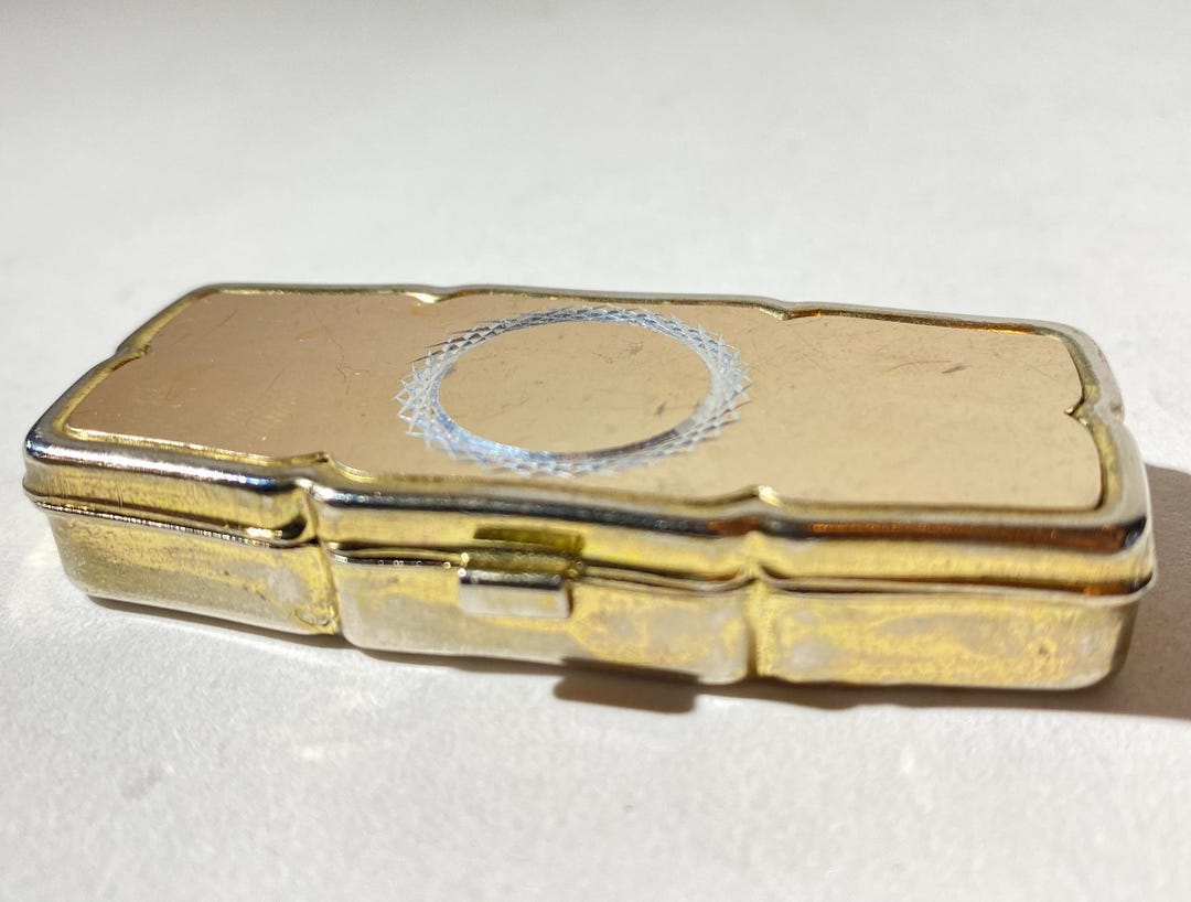Vintage Makeup Compartment Compact Rectangle Gold Tone Case Small Size ...