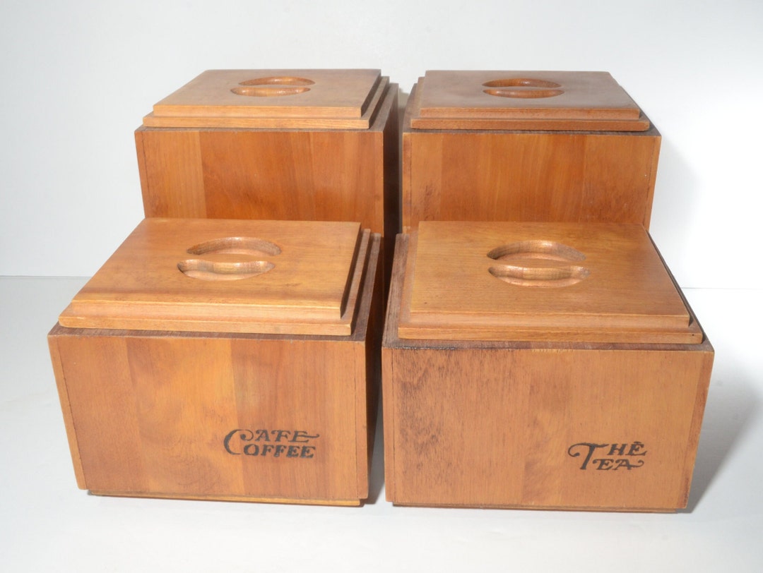 Vintage Baribocraft Baribo-maid Canada Set of 4 Wooden Canister French ...