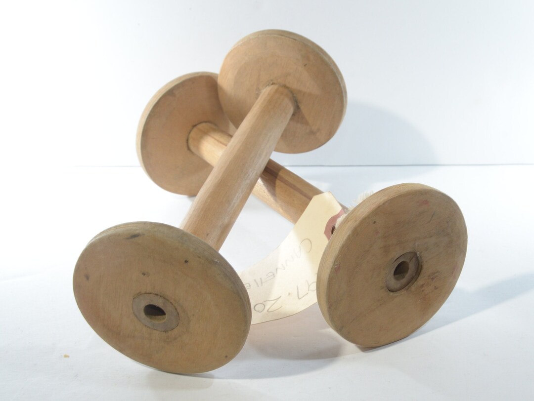 Old Wood Spools 2 Antique Large Slender Wooden Bobbins Wooden Spools ...