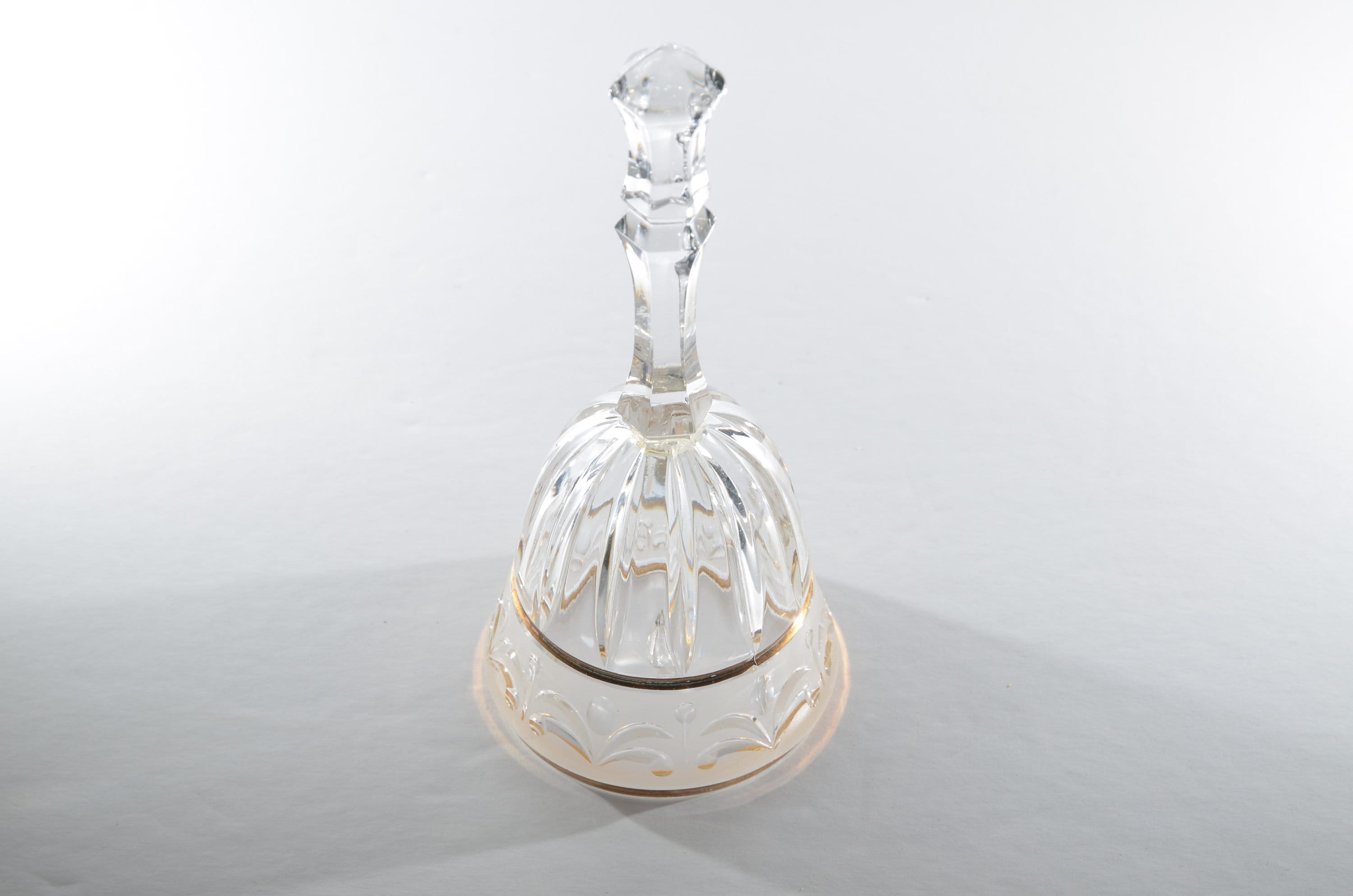 Tall Crystal Glass Bell Vintage Bell Gold Band Clear Glass Frosted Band ...