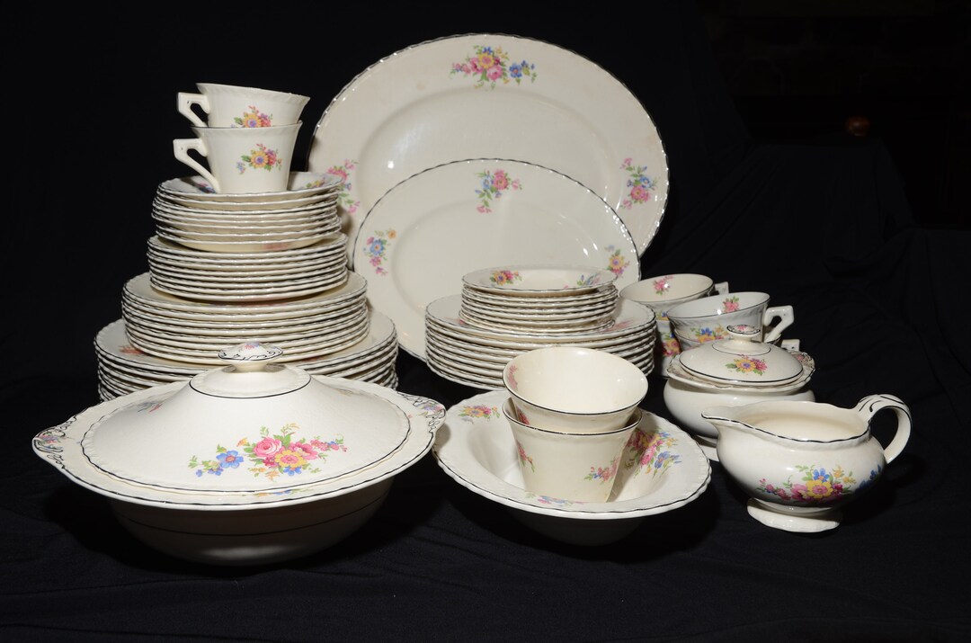 Set for 8 MYOTT Staffordshire Bone China Dinnerware Set 65 Pieces Plate ...