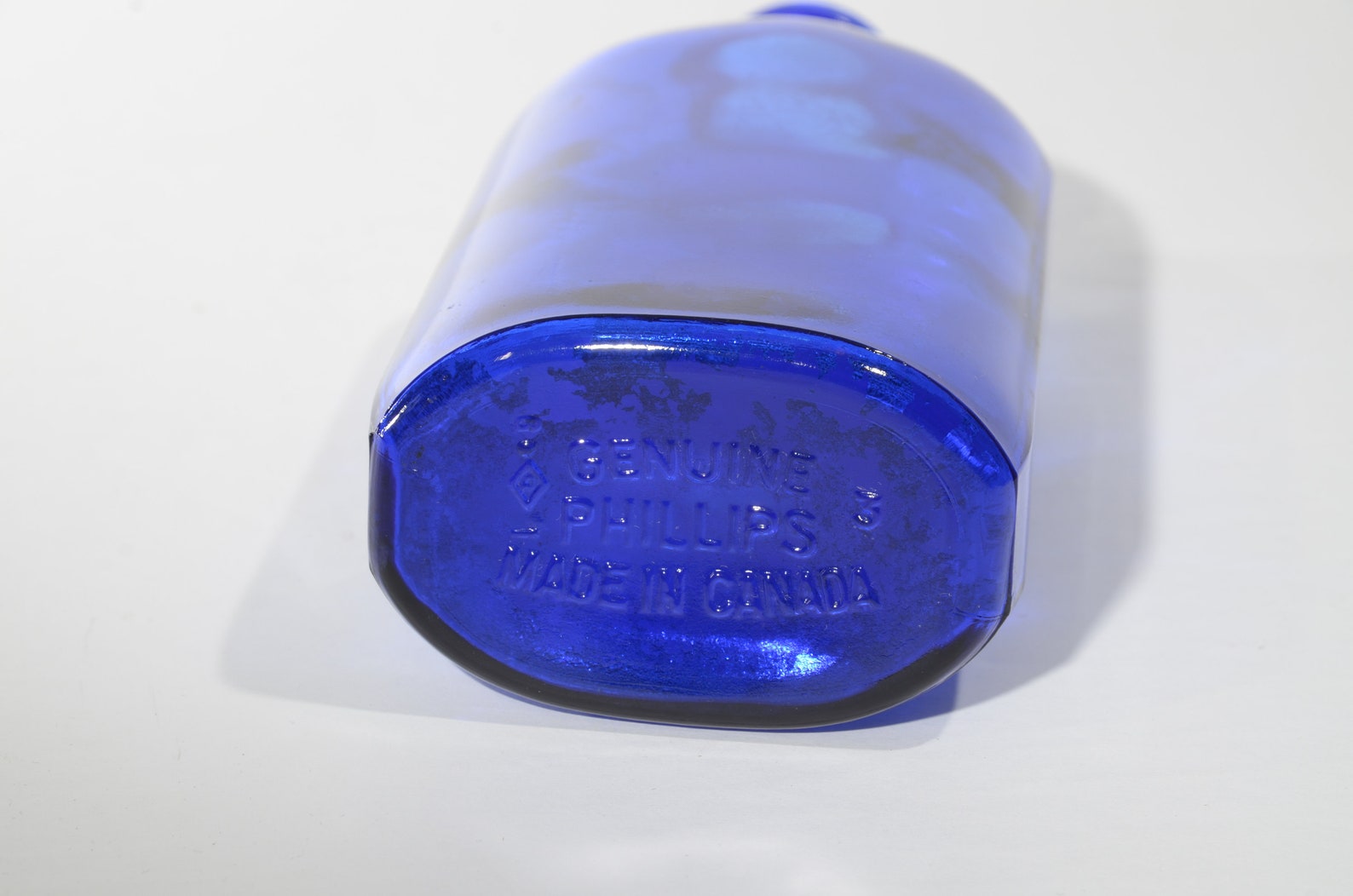 Vintage Cobalt Blue Glass Bottle 7 Inches Tall Genuine Phillips ...