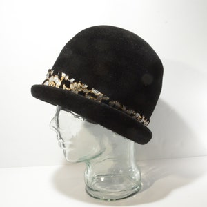 Black Chevalier Lady Cloche Hat Bowler Hat Made in Italy Warm Church ...