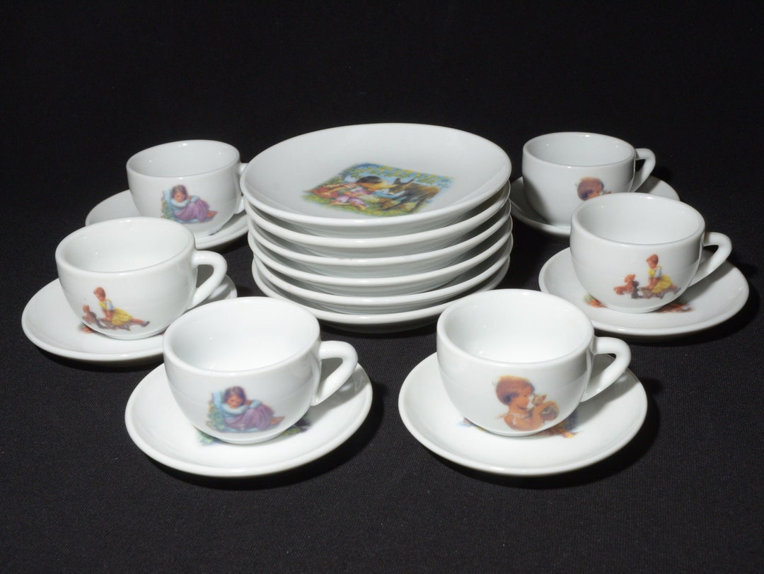 Martine Casterman Little Hostess Set 18 Pc Children 6 Plates, 6 Cups ...
