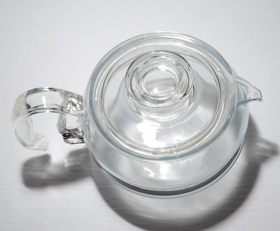PYREX Flameware 6 Cup Glass Tea Pot Teapot 8446B Vintage Carafe Retro ...