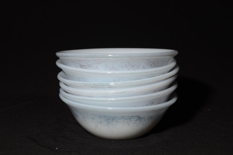 FEDERAL GLASS Gray Iridescent Drizzle FEG2 Set of 6 Dessert | Etsy