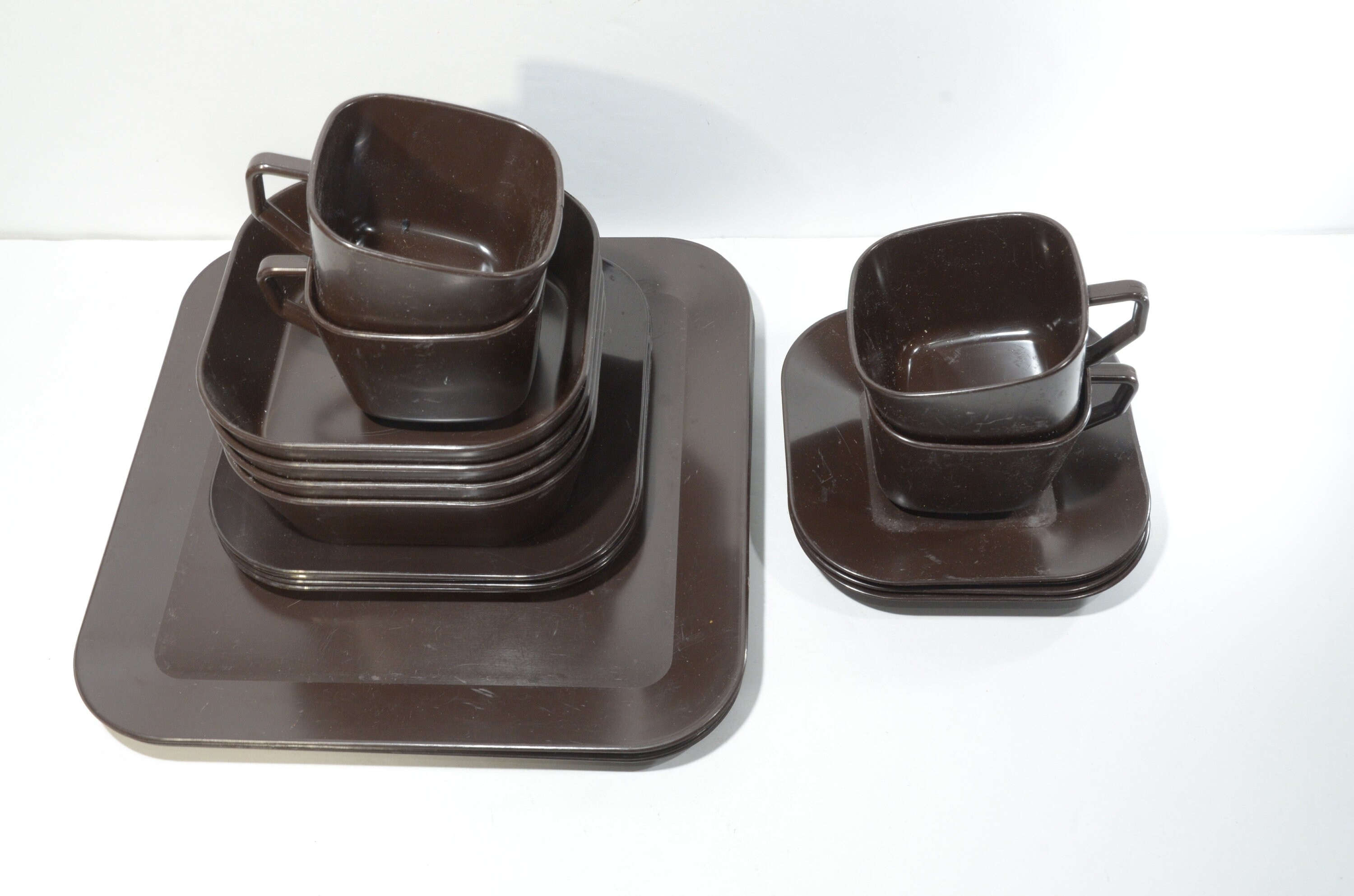 Vintage Melmac Square Brown Complete Service for 4 20 Pieces: Dinner ...