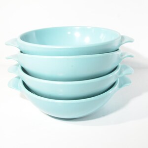 Vintage Set of 4 MELMAC Turquoise Blue Bowl 5.25 Inches Double Handled ...