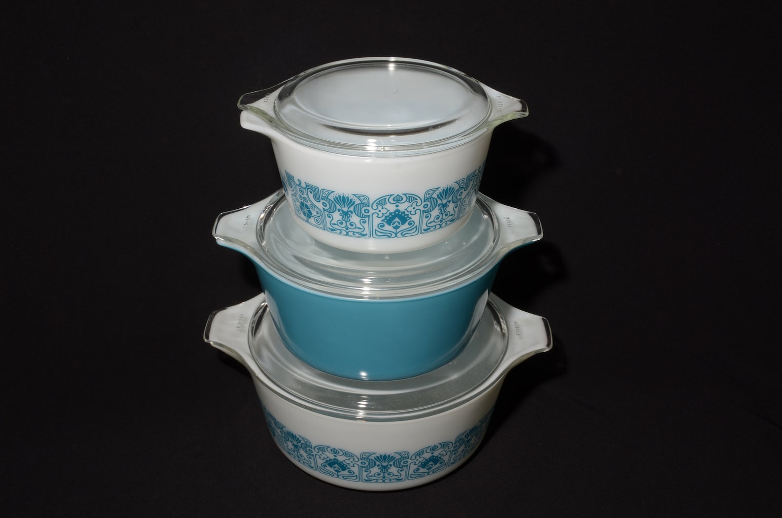 PYREX Horizon blue Casserole dish set lid cinderella Milk | Etsy