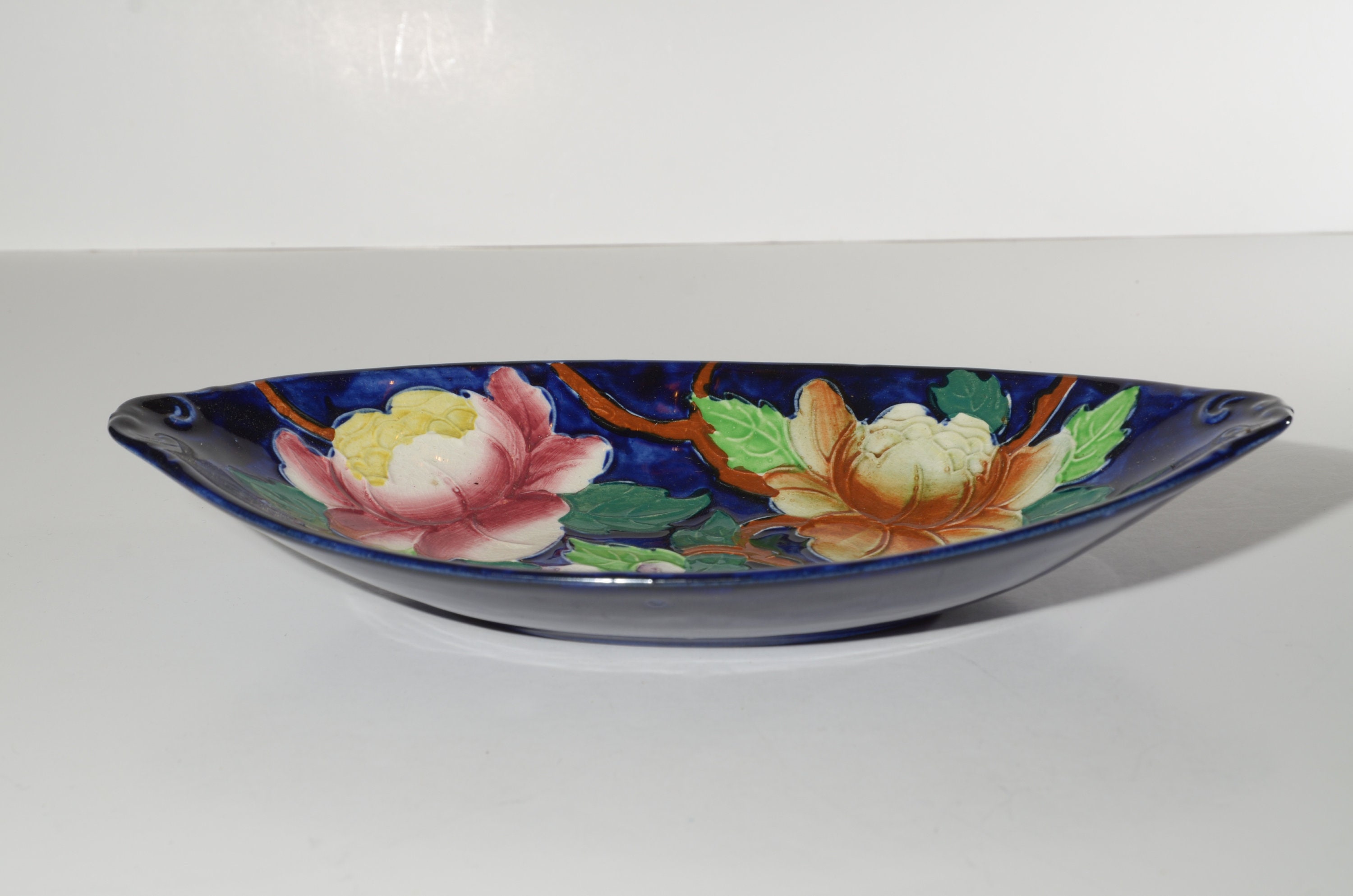 Newcastle-on-tyne Blue Majolica Pottery 6504 Colorful Flowers | Etsy