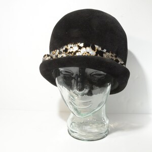 Black Chevalier Lady Cloche Hat Bowler Hat Made in Italy Warm Church ...
