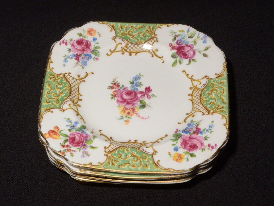 Set of 4 Jackson Gosling Grosvenor China Ye Old English Square Dessert ...