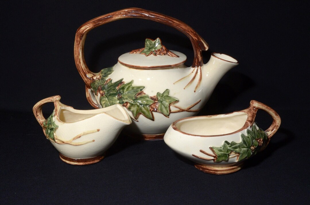 Mccoy Ivy Vines Tea Set Coffee Set Teapot Sugar Pot Creamer Vintage Mid ...