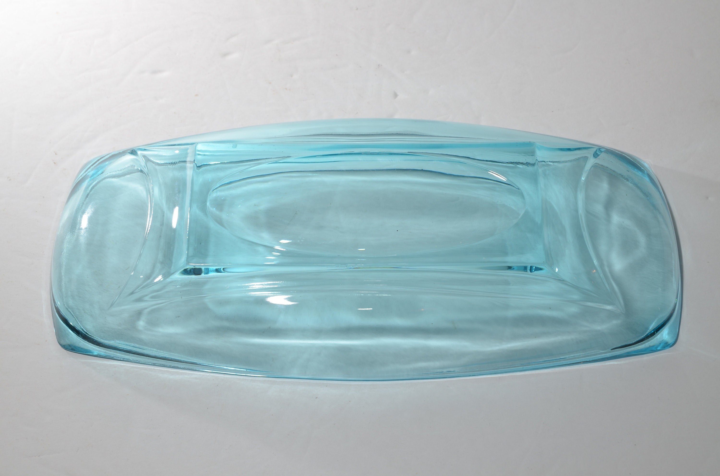 Kitchen & Dining Set of TWO Hazel Atlas Colony Capri Azure Glass Oval Serving Bowls Vintage Mid ...