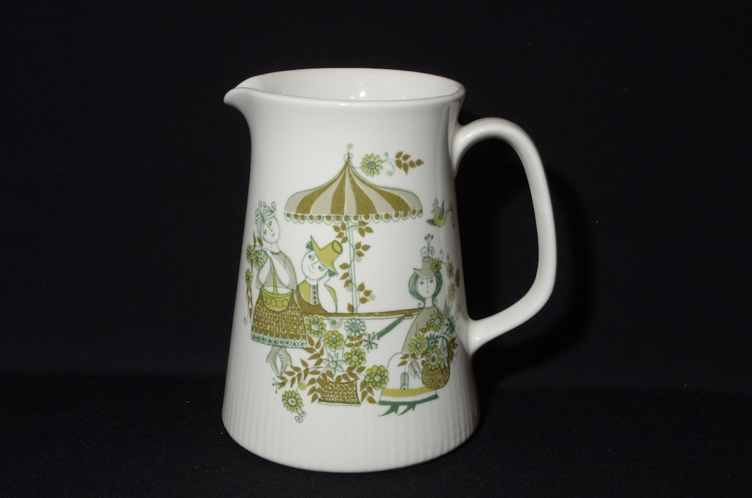 Rare Norway Figgjo Pitcher Green Market Vintage Midcentury Turi ...