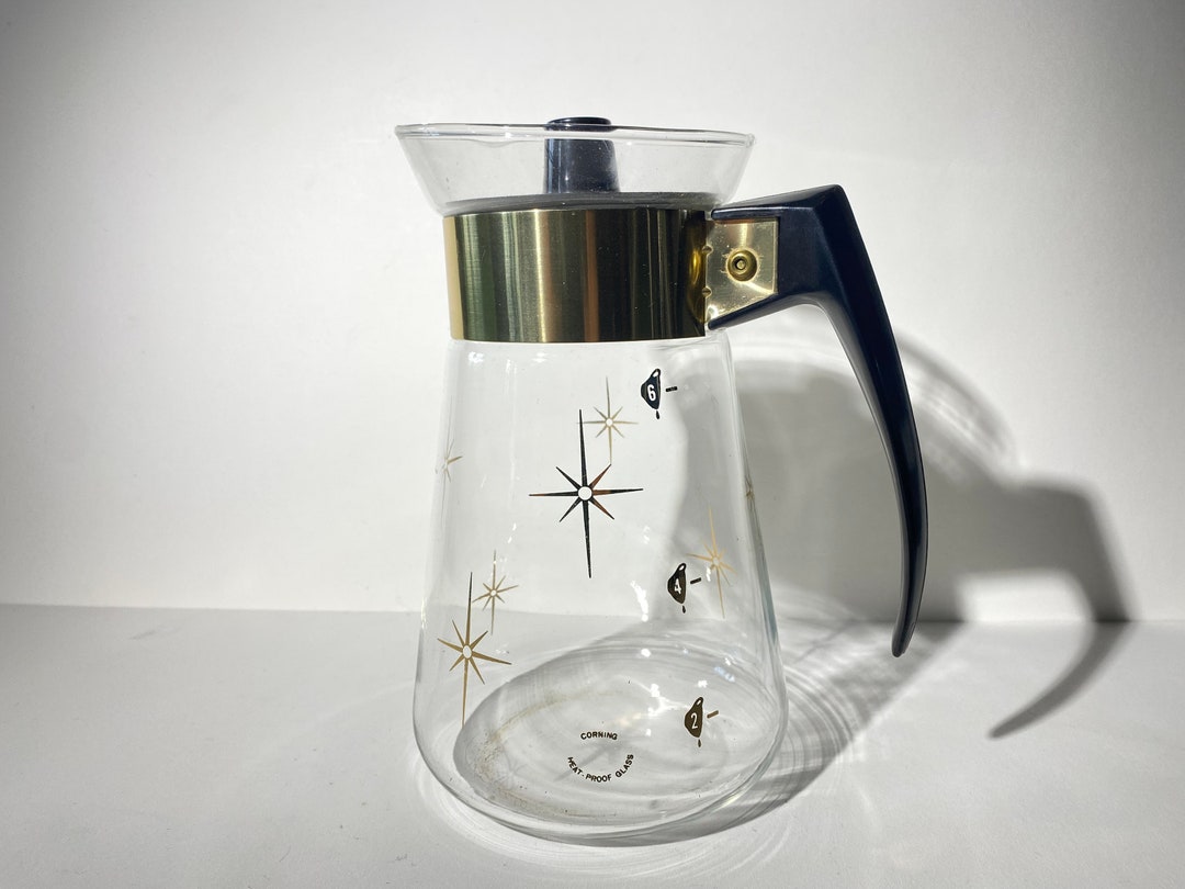 Corning Atomic Starburst 6 Cup Coffee Pot Carafe Gold Atomic Starburst ...