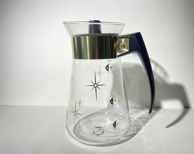 Corning Atomic Starburst 6 Cup Coffee Pot Carafe Gold Atomic Starburst ...