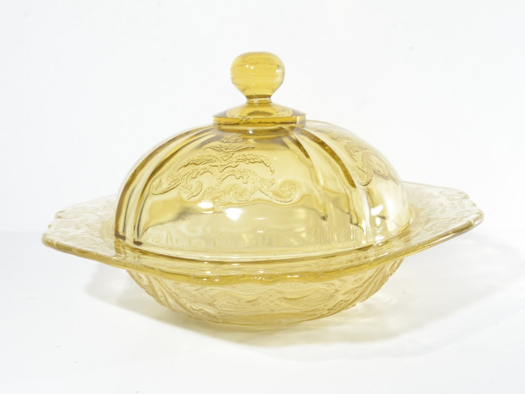 Butter Dish With Lid Reproduction Madrid Style Square Cheese Dispenser ...