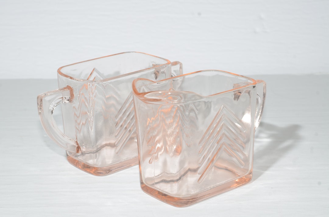 Vintage Pink Hazel Atlas Depression Glass Sugar Bowl and Creamer ...