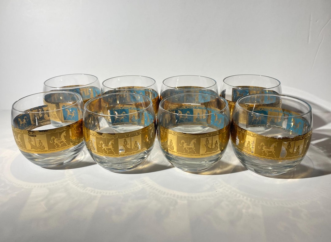 Set of 8 Carousel Roly Poly Glass Roly-poly Cocktail Glasses by Colony ...
