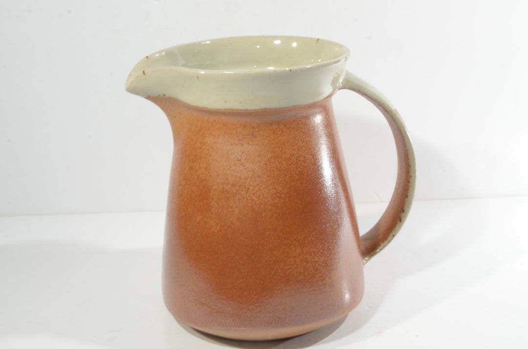 Vintage Medium Pitcher Cerval Sial Art Pottery Lid Rust Beige 6 Inches ...