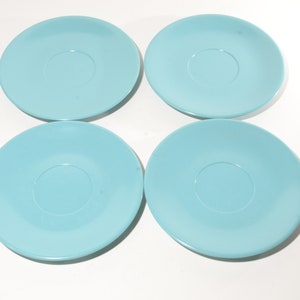 Set of 4 Vintage MELMAC Melamine Turquoise Blue Teacup and Saucer MCM ...