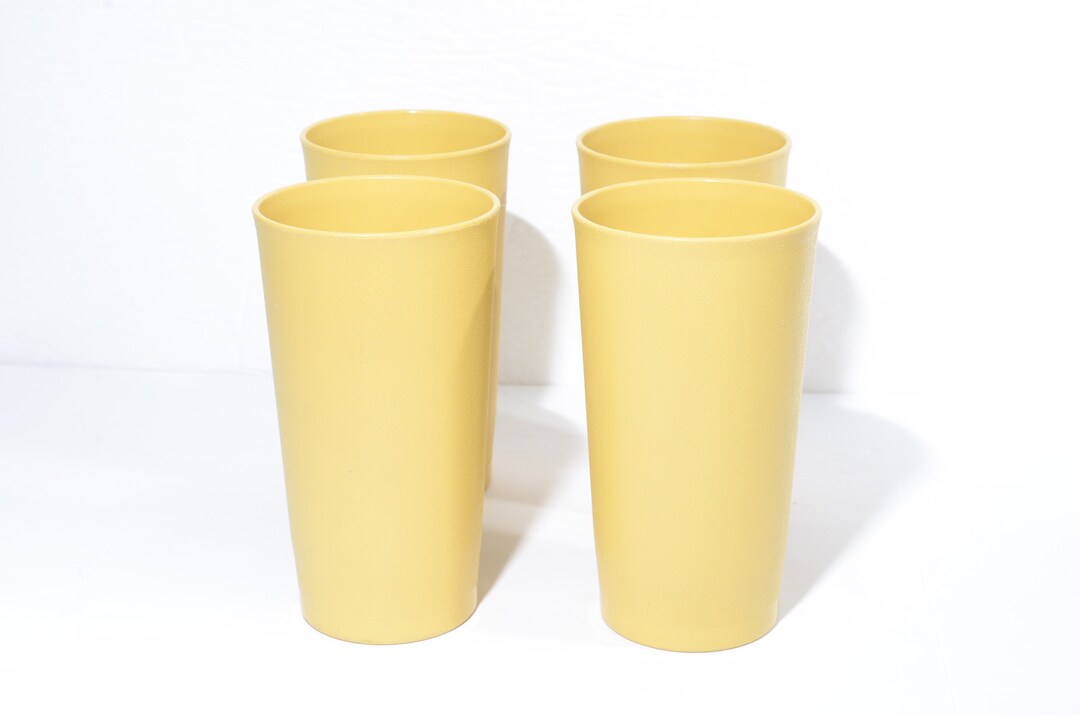 Vintage Mustard Yellow TUPPERWARE Set of 4 Tall Staking Tumbler Mcm ...