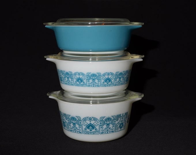 Pyrex Horizon Blue Mixing Bowl Set - Etsy