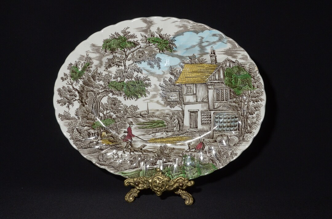 Vintage the Hunter by MYOTT Platter Hand Engraved Brown Transferware ...