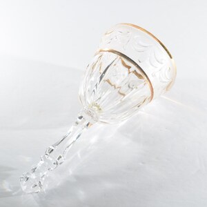 Tall Crystal Glass Bell Vintage Bell Gold Band Clear Glass Frosted Band ...