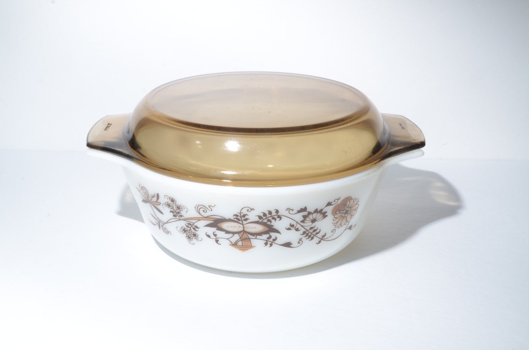 PYREX England JAJ Brown Vine Round Casserole Dish 9 Inches Lid Serving ...