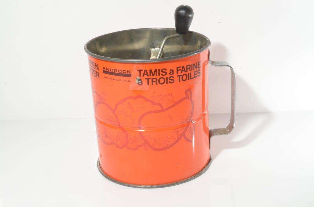 Androck Rotary Orange Sifter Red Vegetable Black Handle Wood Metal Sift ...