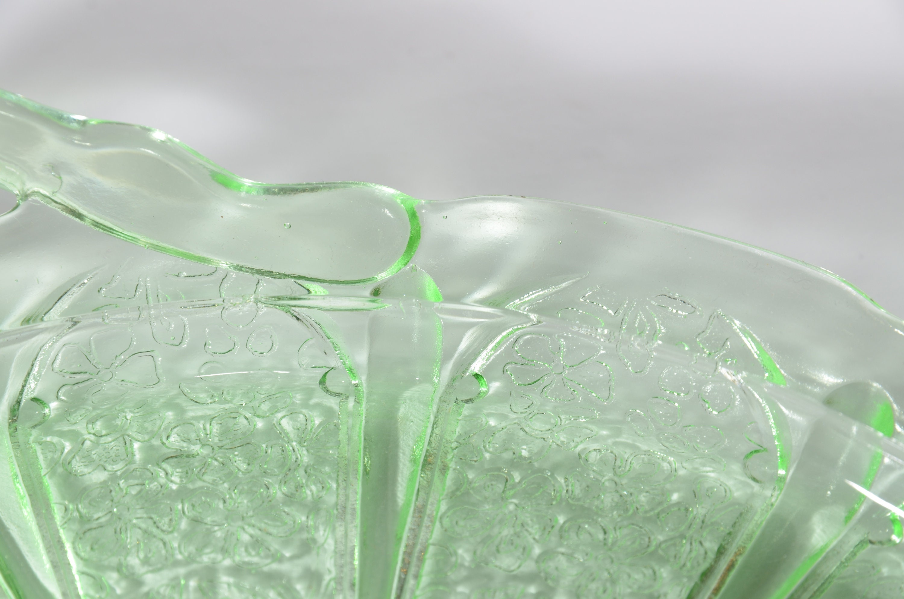 REPRODUCTION CHERRY Blossom Green Depression Style Glass Tray - Etsy