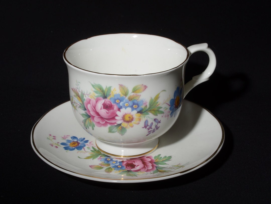 SADLER Wellington Tea Cup and Saucer Set Vintage Bone China Floral ...