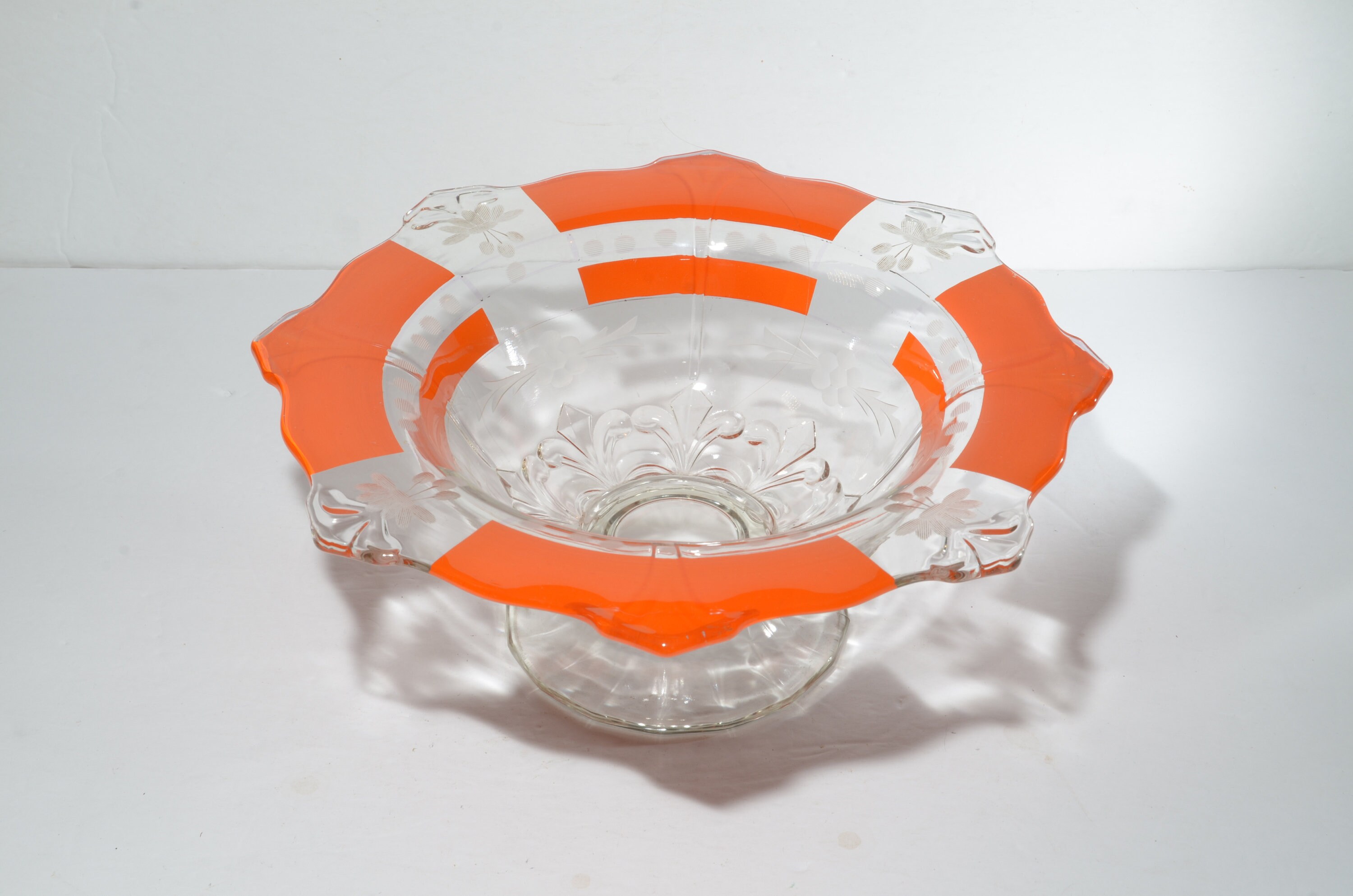 Orange Depression Glass Art Deco Large Serving Dish Trifle - Etsy