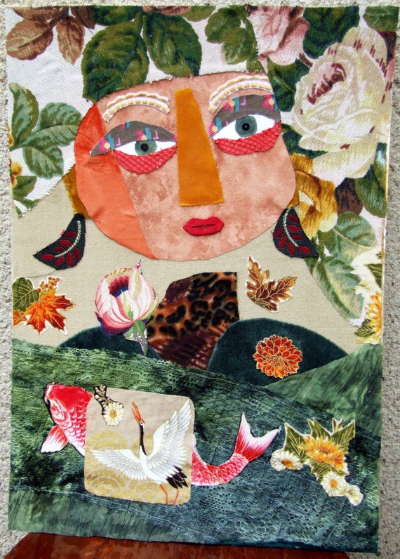 Original Artwork Textile Art Face Abstract Character - Etsy