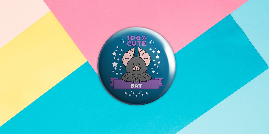 100% Cute Bat 3in Pin-back Buttons Cute Animal Button - Etsy