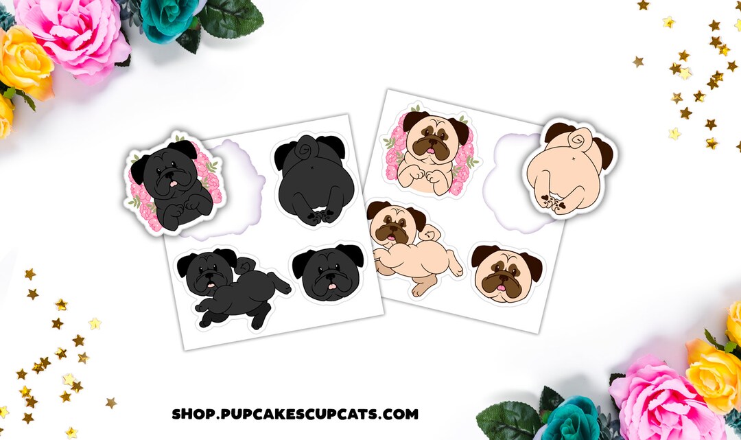 Funny Pug Sticker Sheet Vinyl Pug Sticker Sheet Laptop - Etsy