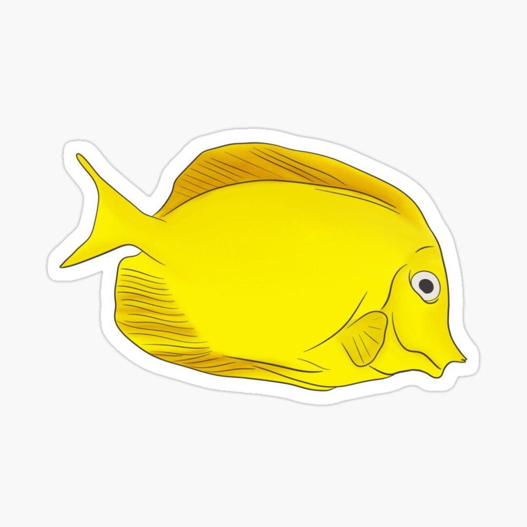 Yellow Tang Fish Waterproof Vinyl Sticker, Realistic Art, Marine Animal ...