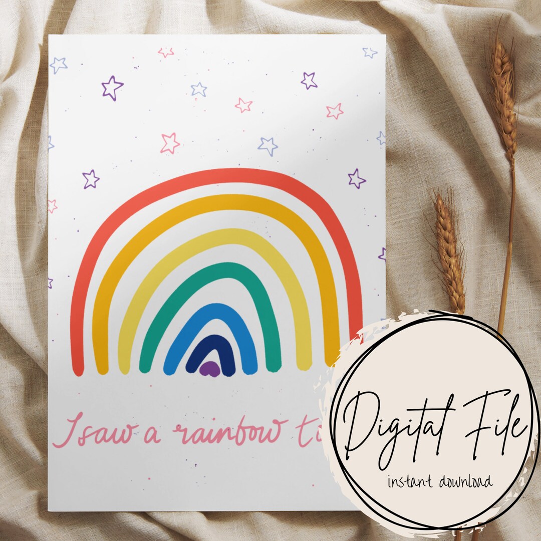 PRINTABLE Rainbow Card, Digital Card Download, Art Greeting Card ...