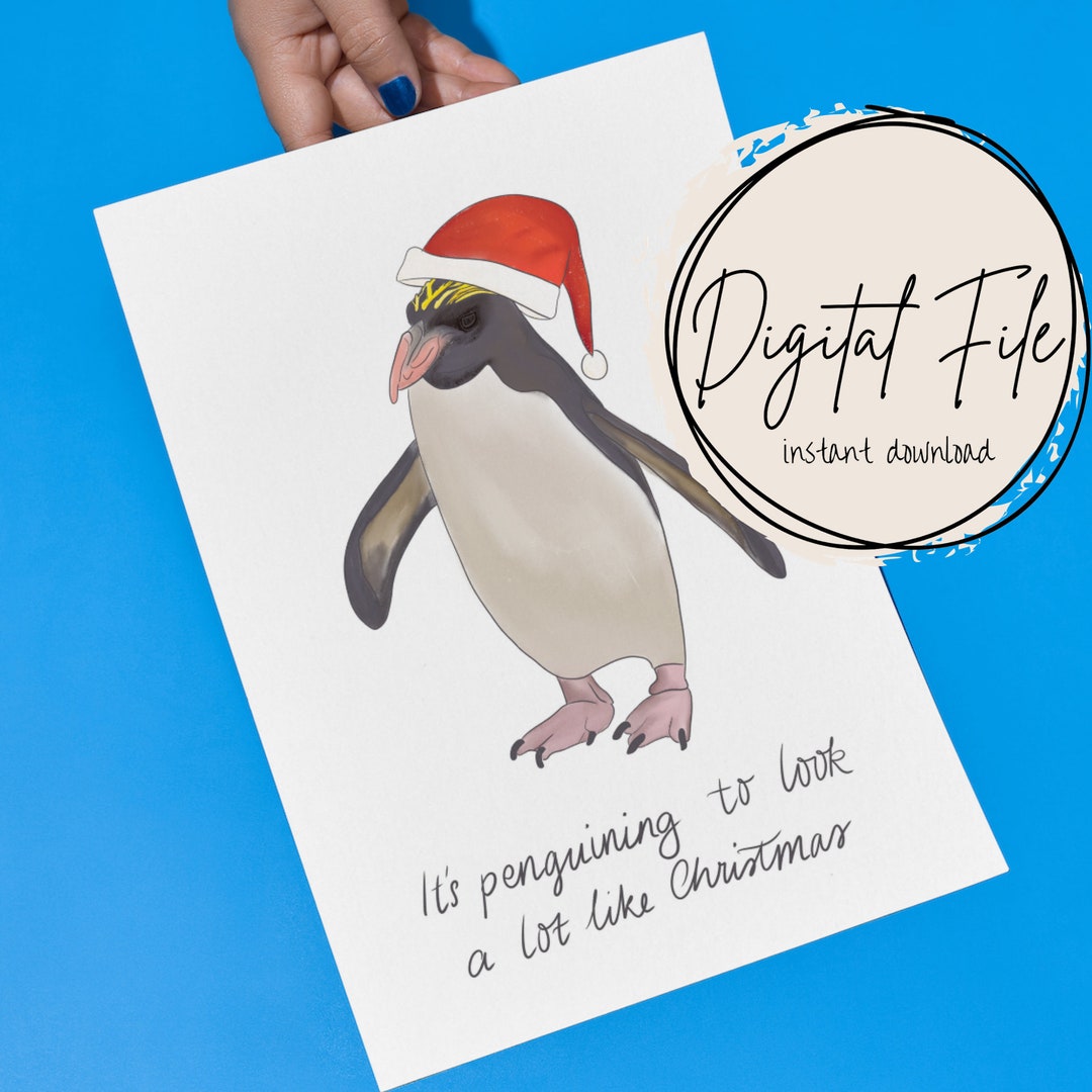 PRINTABLE Penguin Christmas Card Gift Card for Her, for Him, for Kids ...
