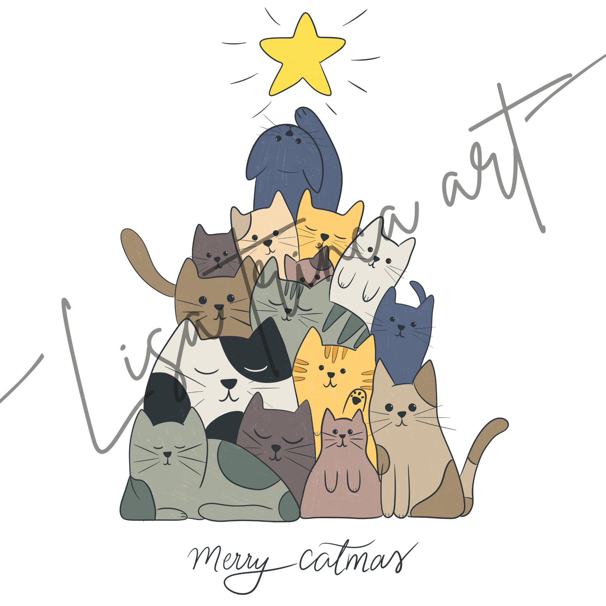 PRINTABLE Cat Christmas Card Gift Card for Her, for Him, for Kids ...