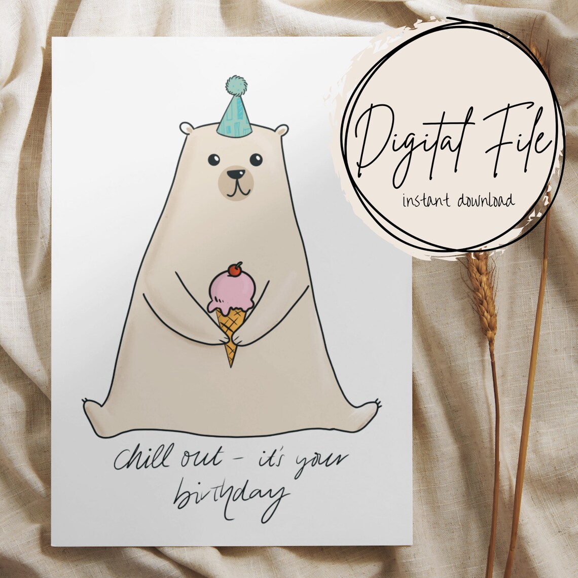 PRINTABLE Polar Bear Birthday Card Gift Card for Her, for Him, for Kids ...